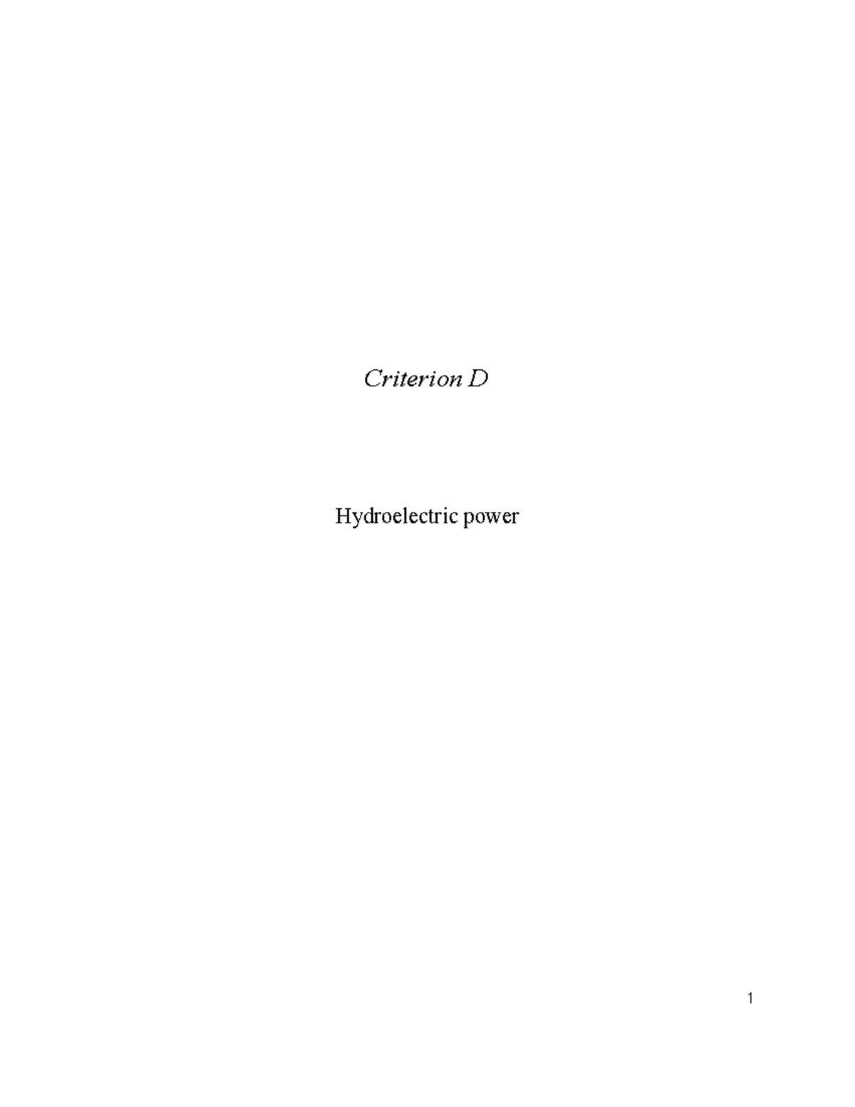 Hydroelectric pumps physics essay- 5th year MYP - Criterion D ...