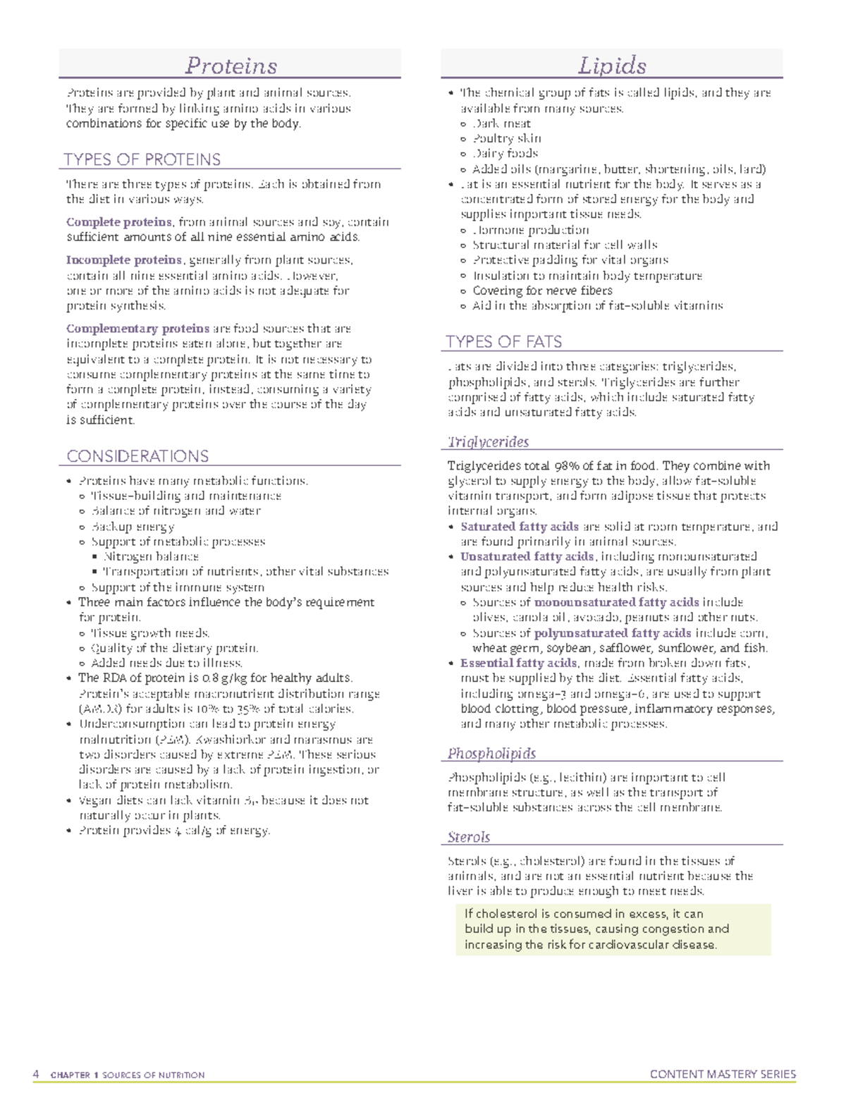 NURSING NUTRITION7 - 4 CHAPTER 1 SOURCES OF NUTRITION CONTENT MASTERY ...