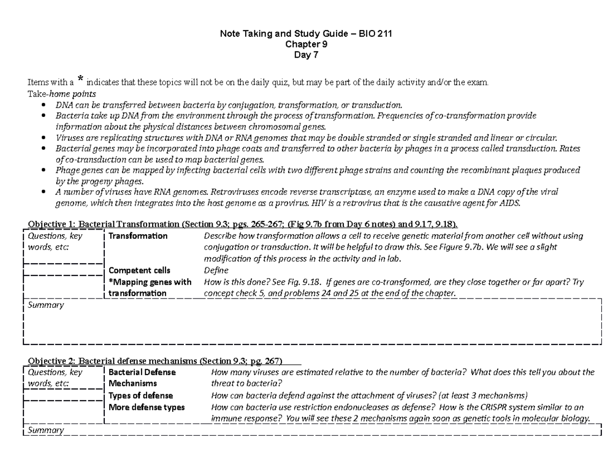 Note Taking Guide Day7 - Lecture notes 7 - Note Taking and Study Guide ...