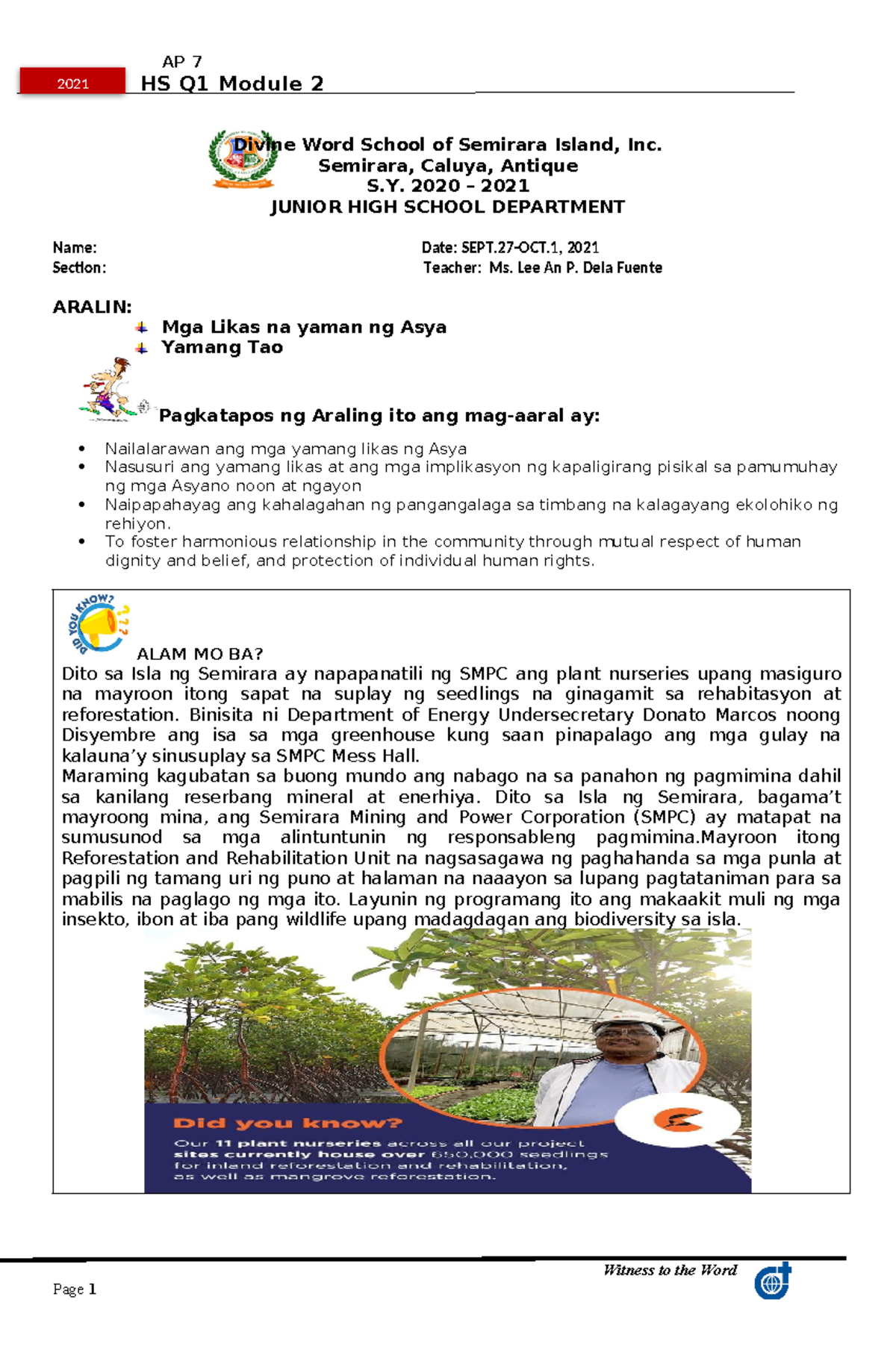 AP 1st quarter module 2 - 2021 HS Q1 Module 2 Divine Word School of ...