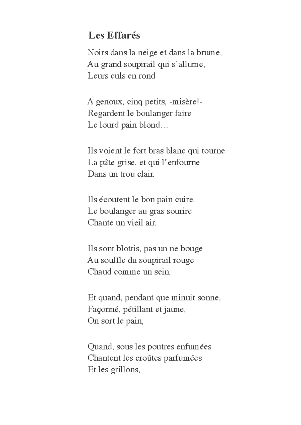 Texte 2 - Les Effarés Noirs dans la neige et dans la brume, Au grand ...