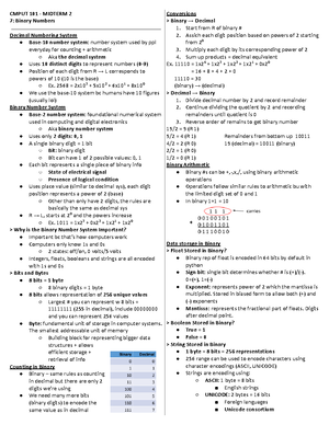 Active Learning 2 - Question 1 ) 9 / 2 = 4 / 2 = 2 / 2 = 1 / 2 = Binary ...