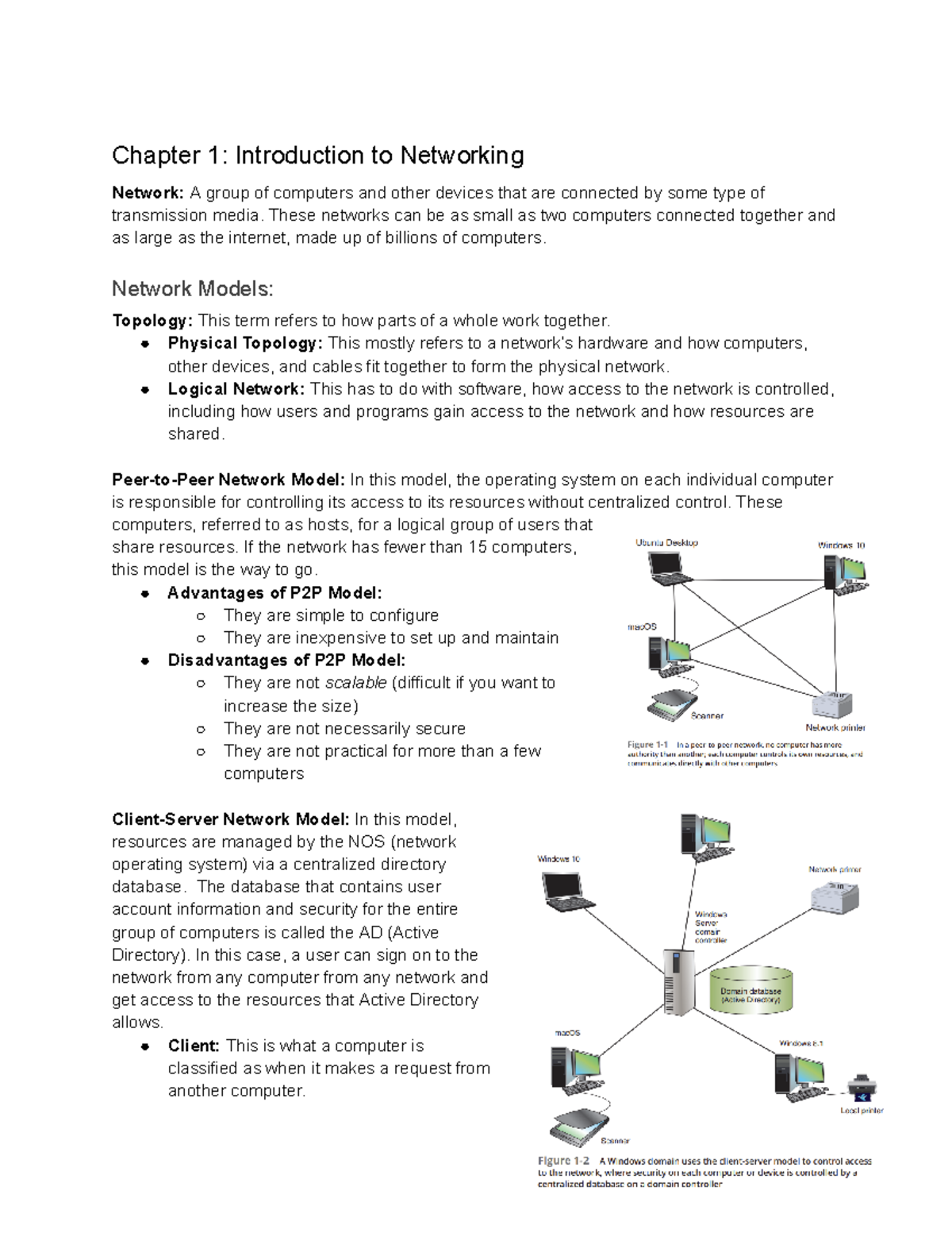 ITM301 Textbook Chapter 1 - Chapter 1: Introduction to Networking Network: A group of computers ...