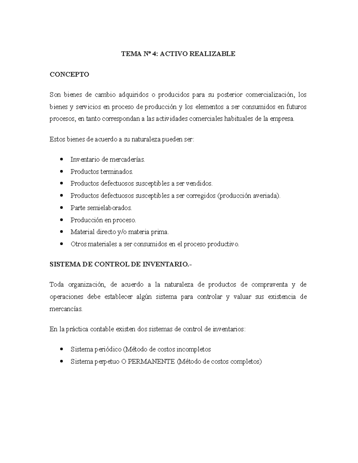 TEMA Nº 4 Activo Realizable - TEMA Nº 4: ACTIVO REALIZABLE CONCEPTO Son ...