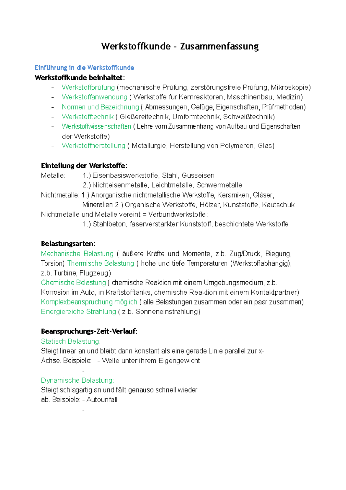 Werkstoffkunde 1 - Zusammenfassung - in die WerkstoffkundeWerkstoffkunde beinhaltet: - Studocu