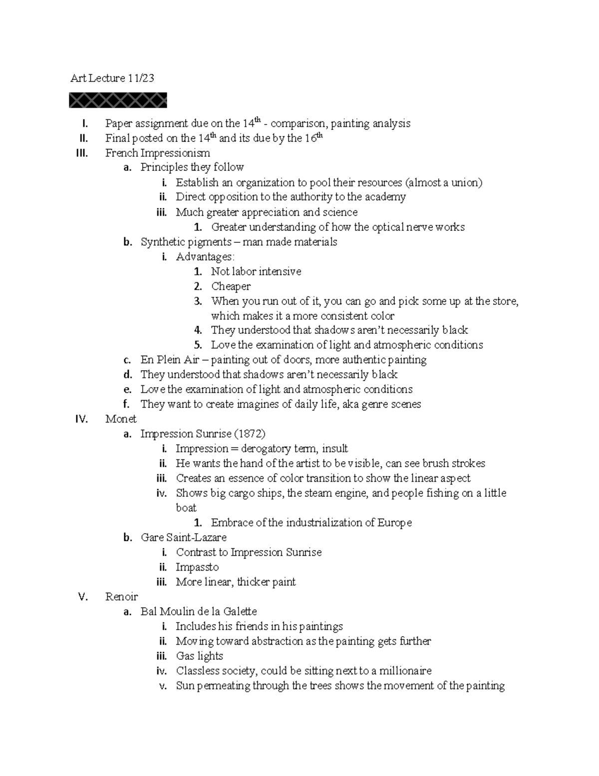French Impressionism and its Principles - Studocu