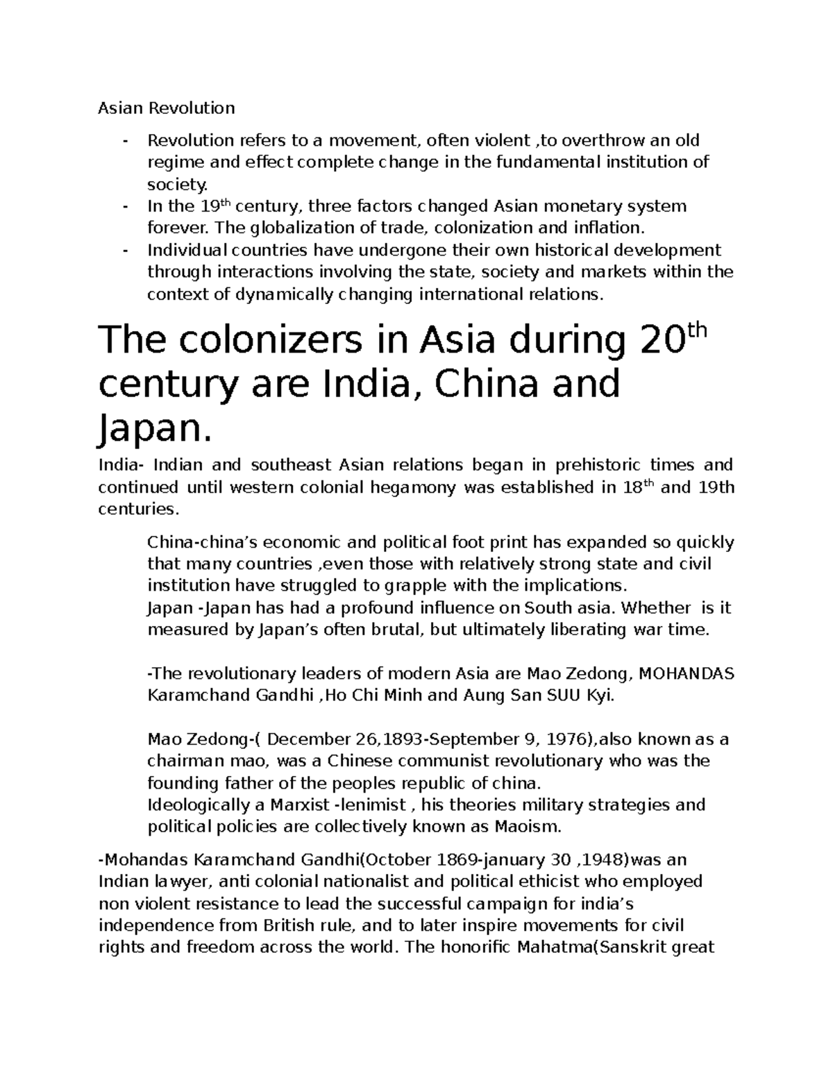 Topic-Asian-revolution - Asian Revolution - Revolution refers to a ...