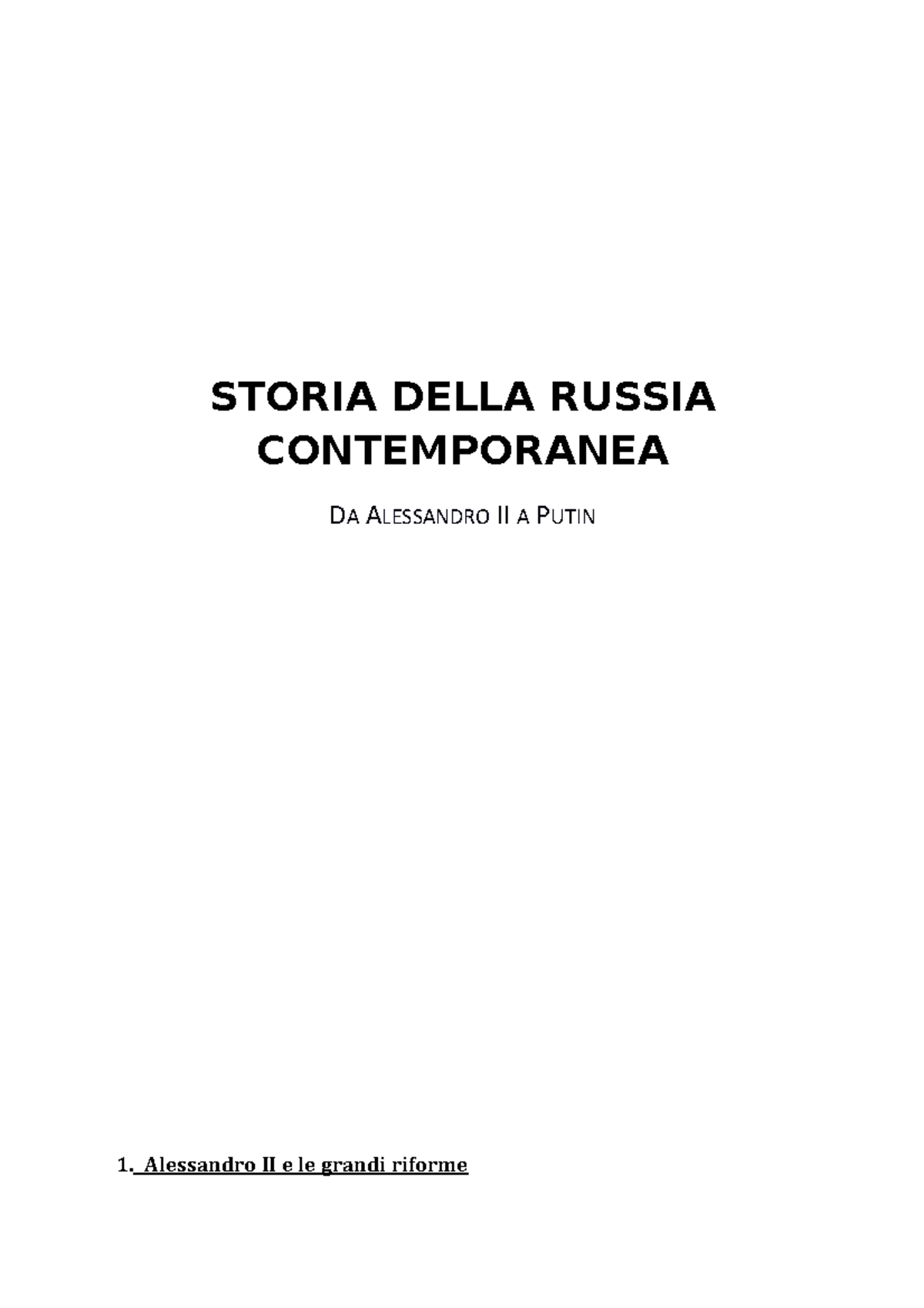 Storia della Russia Contemporanea - 1. Alessandro II e le grandi ...