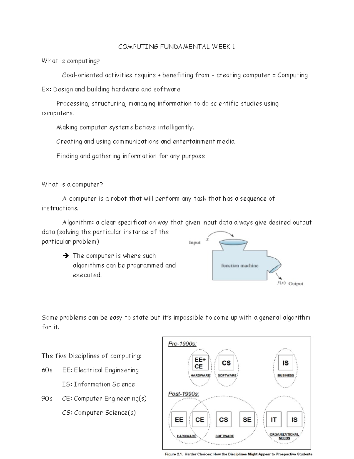 Computing Fundamental WEEK 1 - COMPUTING FUNDAMENTAL WEEK 1 What is computing? Goal-oriented ...