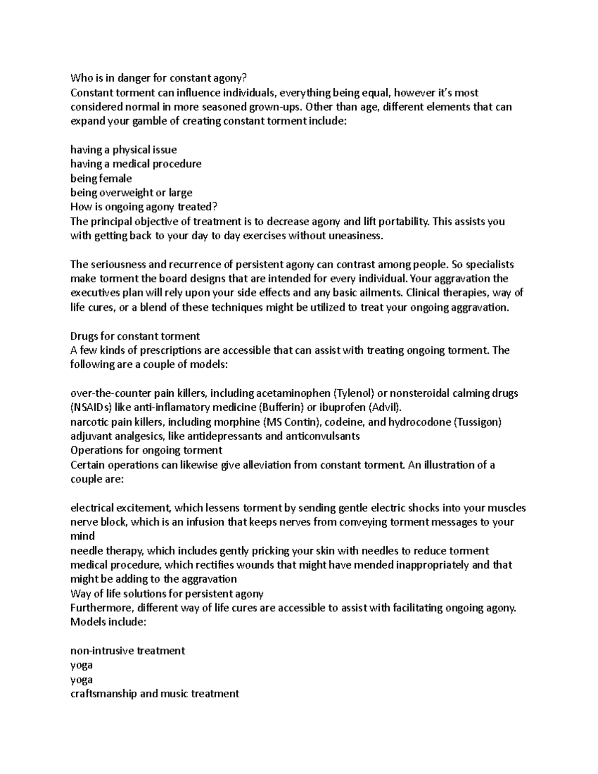 Doc17 - assignment - Who is in danger for constant agony? Constant ...