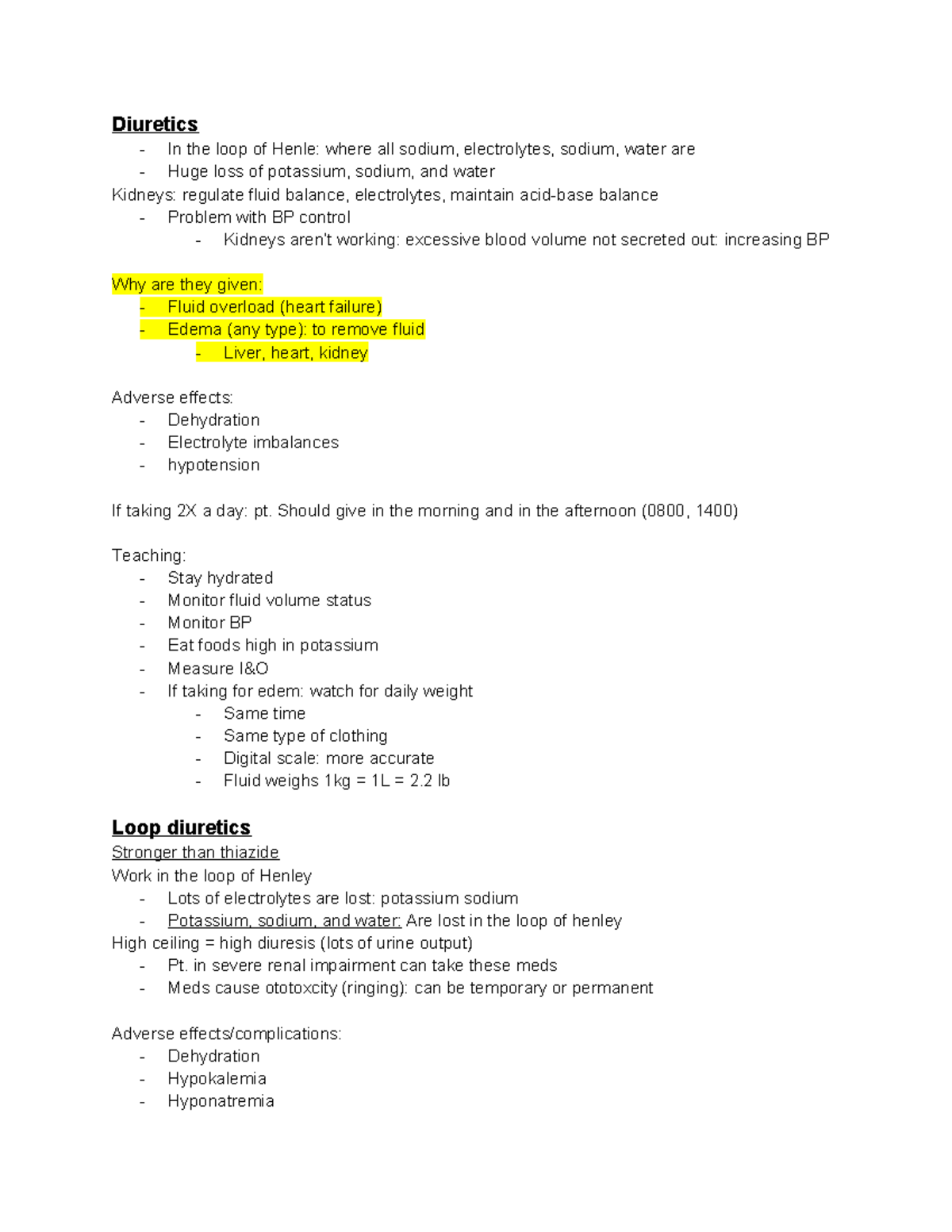Pharm 3C - Diuretics - In the loop of Henle: where all sodium ...