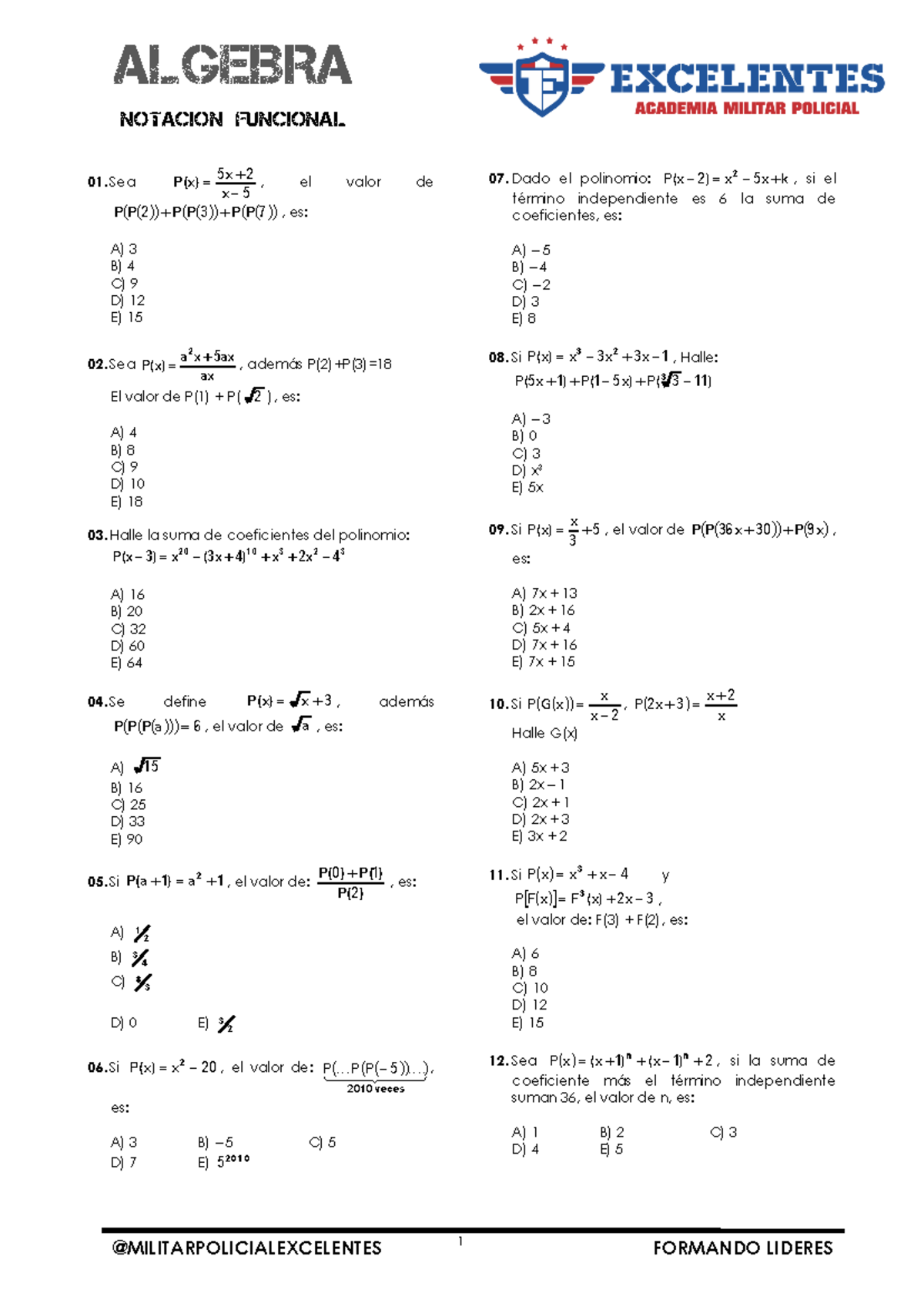 Algebra Practica - ALGEBRA NOTACION FUNCIONAL 1 ...