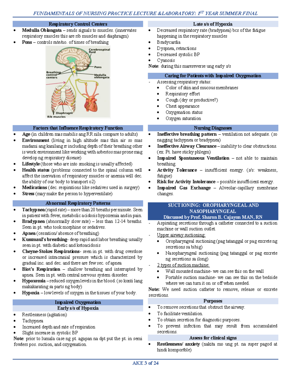 Respiratory Control Centers - FUNDAMENTALS OF NURSING PRACTICE LECTURE ...