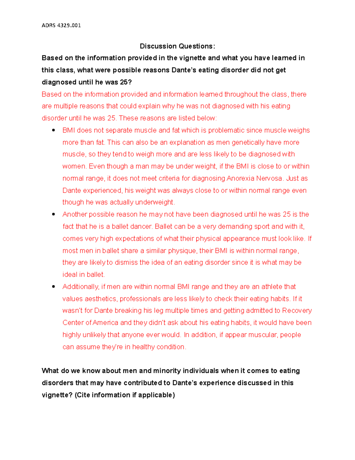 CASE Application Activity #4 - Discussion Questions: Based on the ...