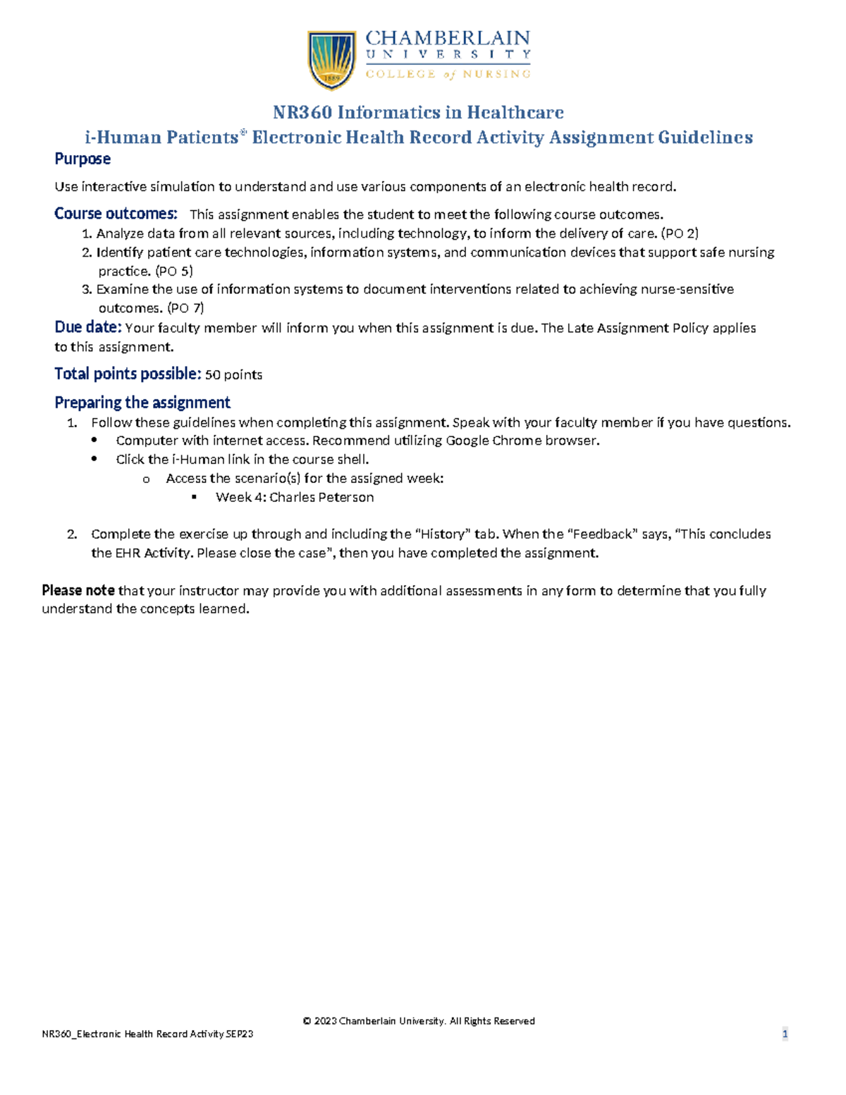 NR360 Electronic Health Record Activity SEP23 - NR360 Informatics in ...