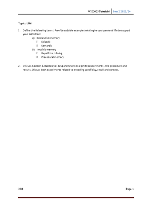 Tutorial 1 - WID2003 Tutorial 1 2 3/ Tutorial 1: Intro to Cognitive Science Question 1 There are ...