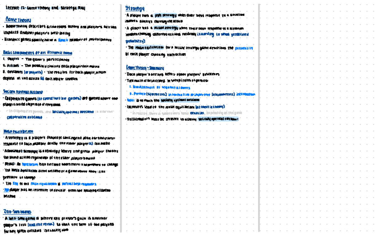 Lecture 12 - Game Theory and Strategic Play - Lecture 12 Game theory ...