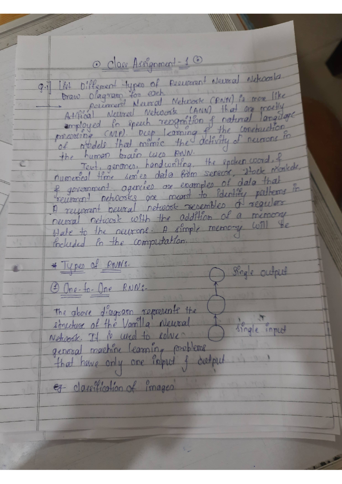 DL class 1-4 - LP IV - deep learning lab manual - . class Assignment 1 . Q. Liet Different types ...