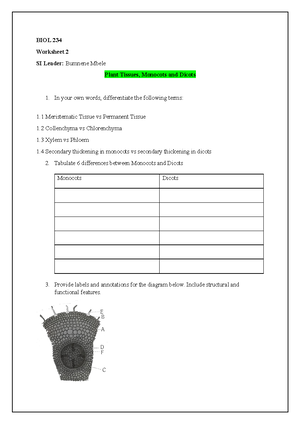 BIOL 234 Worksheet 6 - helpful - SI LEADER: Bumnene Mbele 219023808 ...