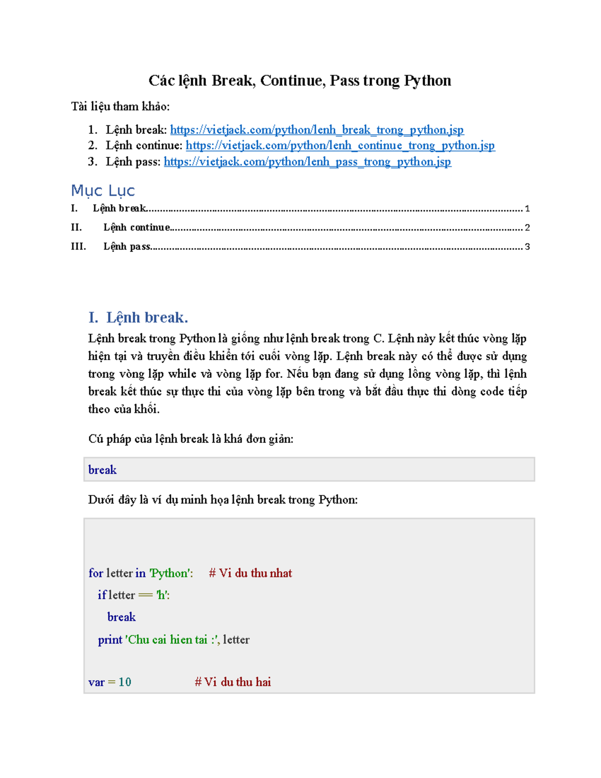 Cac Lenh Break Continue Pass Trong Python - Các lệnh Break, Continue ...