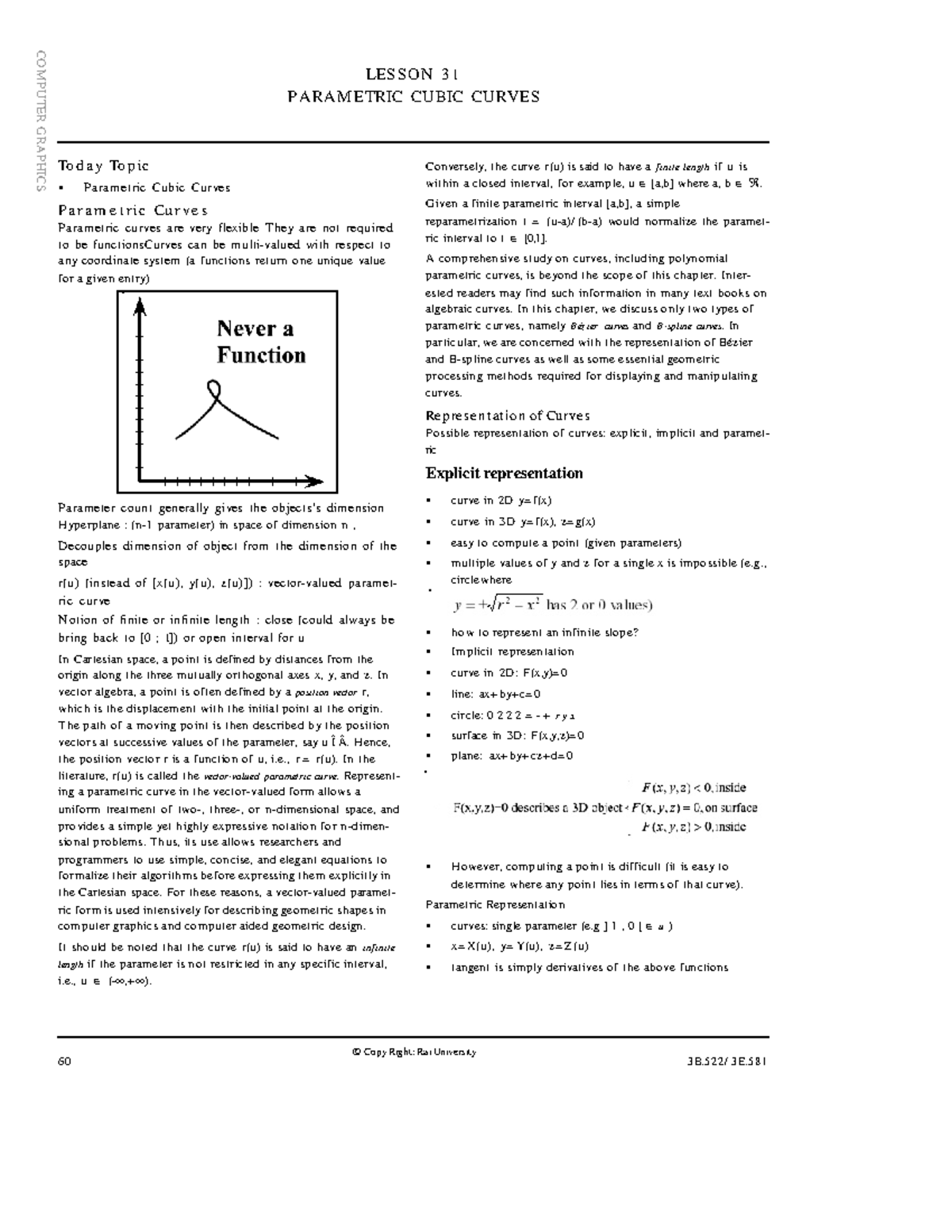 COMP Graphics lecture-31 - 6 0 3 B 2 2 / 3 E 8 1 © Copy Right: Rai ...