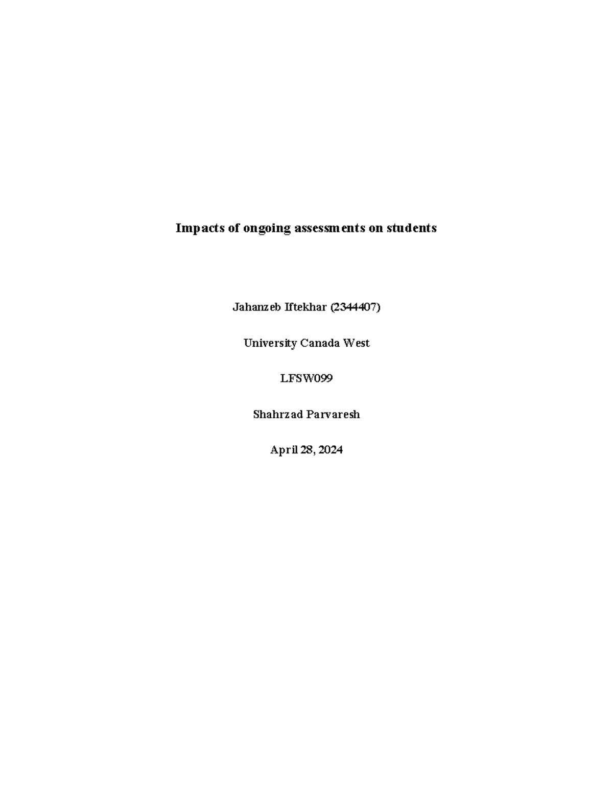 Paragraph Assignment Template Spring 2024 completed by Jahanzeb ...