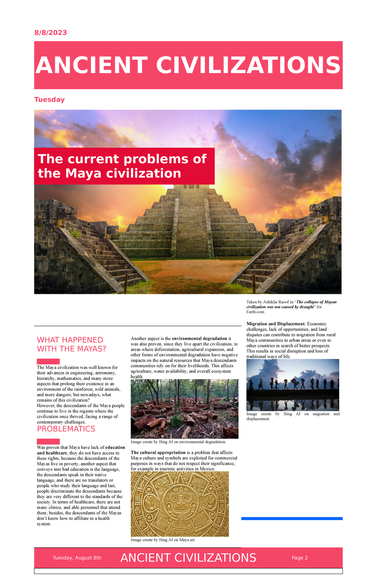 Maya's newspaper - pkdpamdsad{´pas - 8/8/ ANCIENT CIVILIZATIONS Tuesday ...