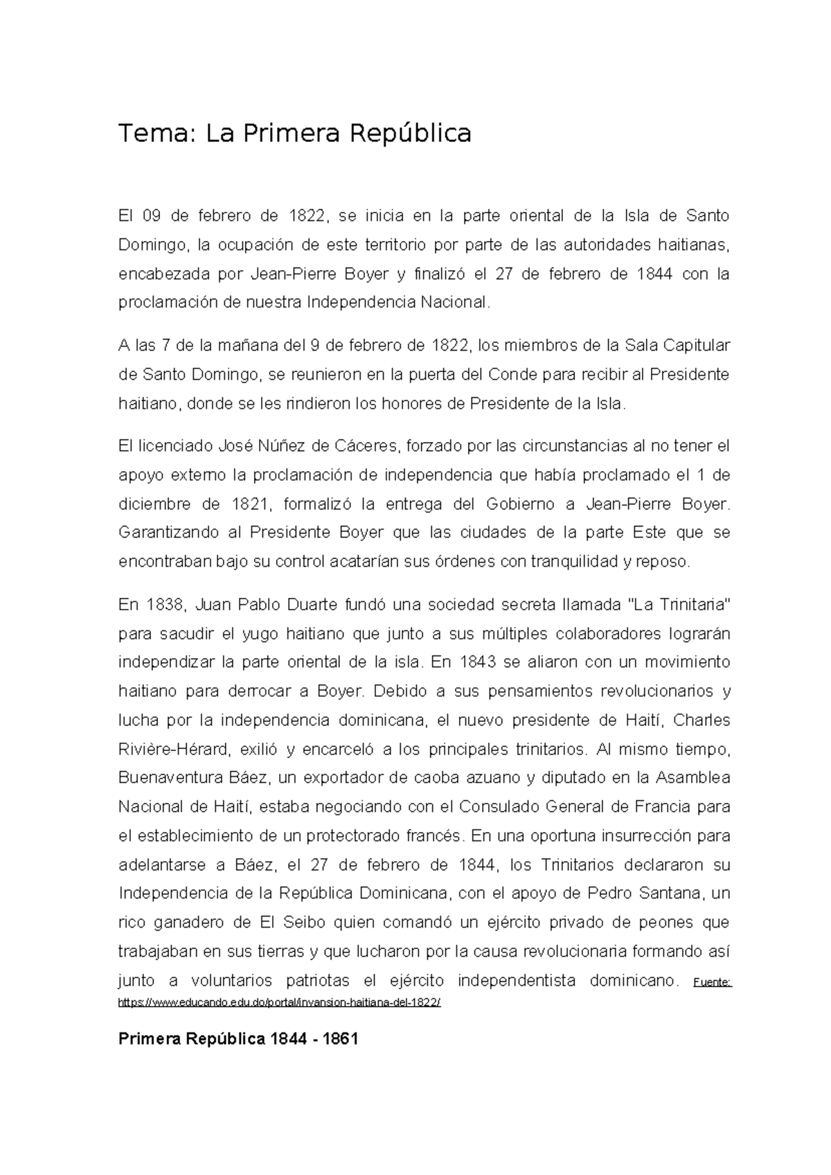 Primera Republica - Tema: La Primera República El 09 de febrero de 1822 ...