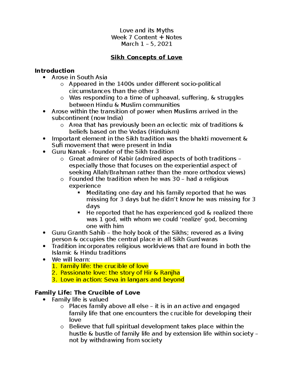 Love and its Myths - Week 7 Notes - Love and its Myths Week 7 Content ...