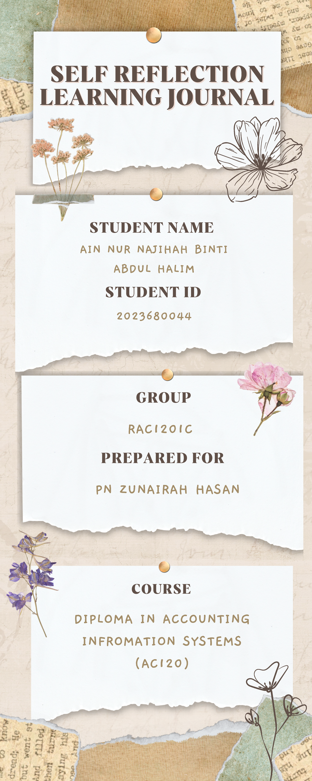 Individual Assignment 1C - STUDENT NAME COURSE SELF REFLECTION SELF ...
