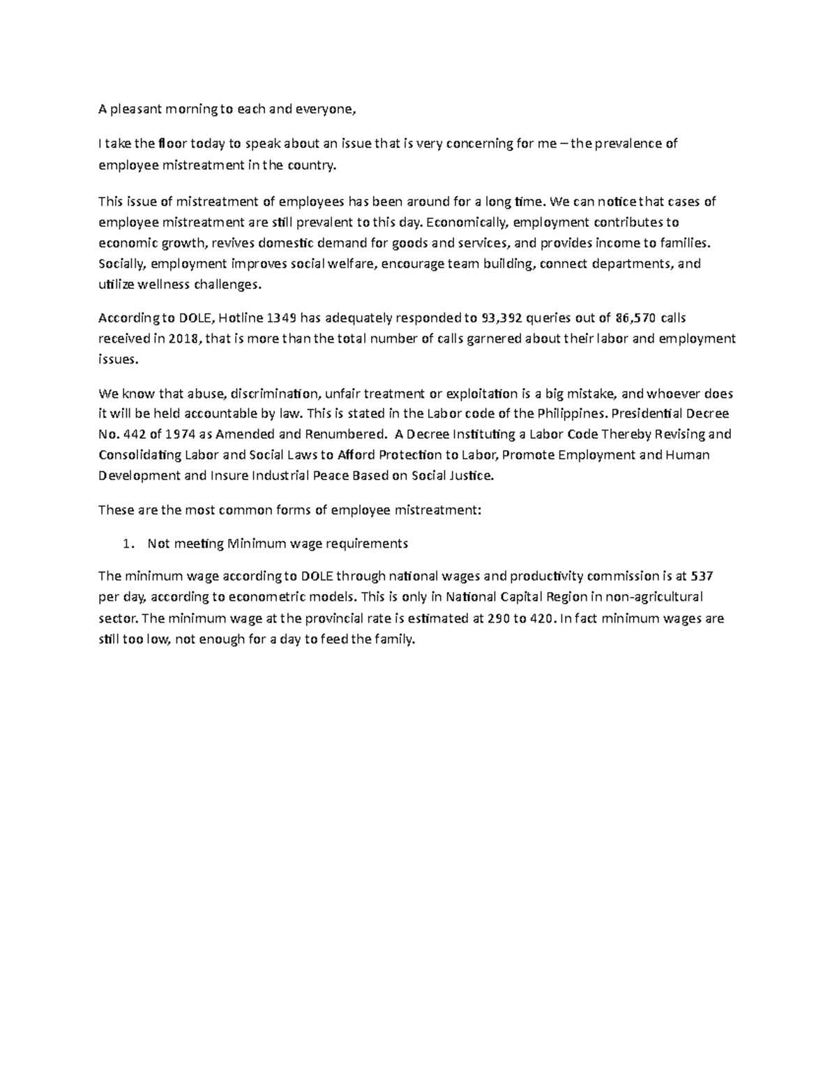 Privilege Speech - asdasdasd - A pleasant morning to each and everyone ...