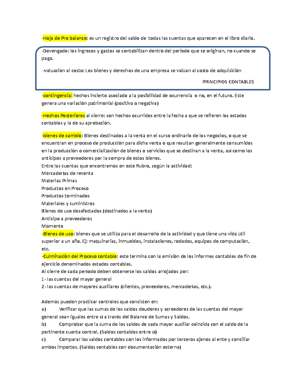 Teórico para contabilidad - Hoja de Pre balance: es un registro del ...