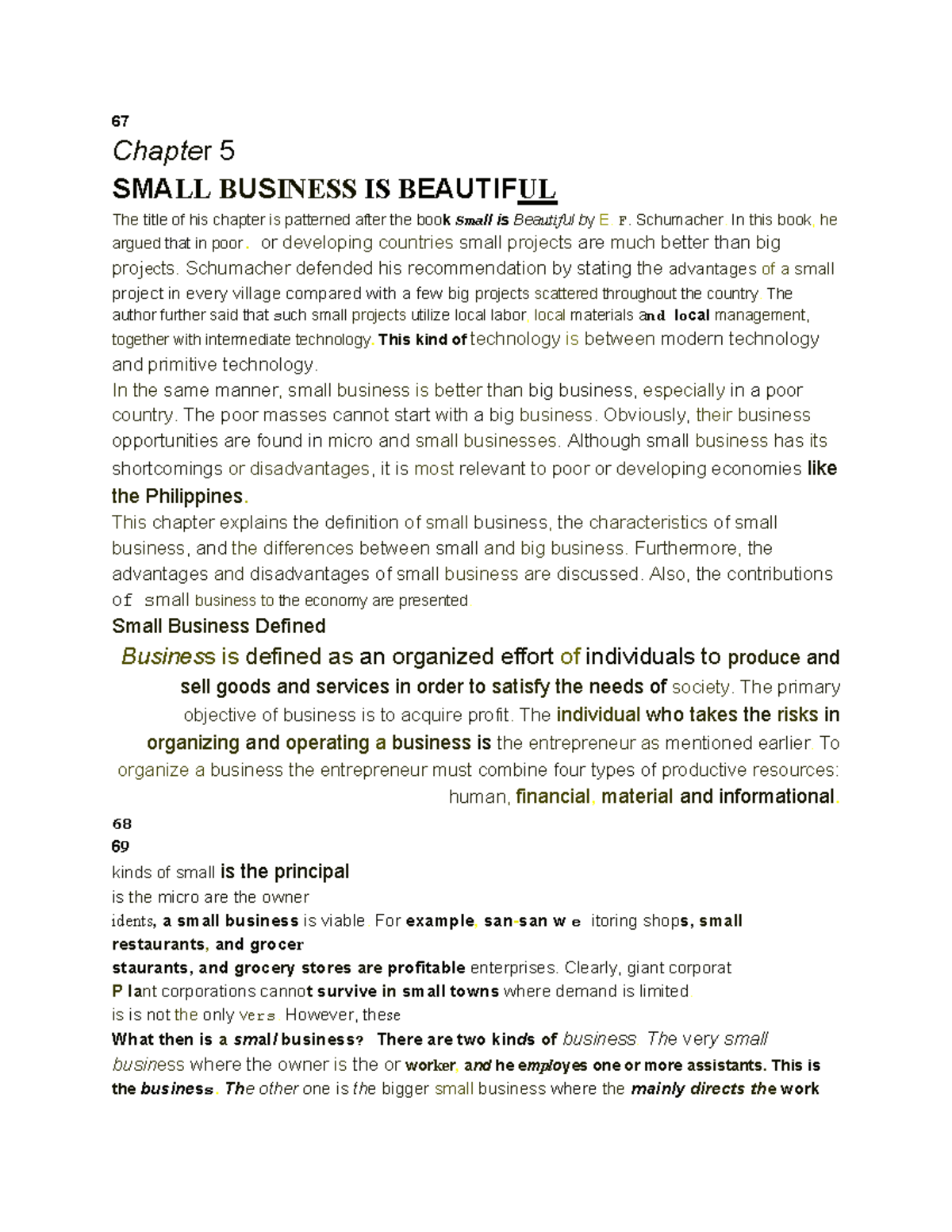 OA 62 Chapter 5 - 67 Chapte r 5 SMALLBUSINESSISBEAUTIFUL ...