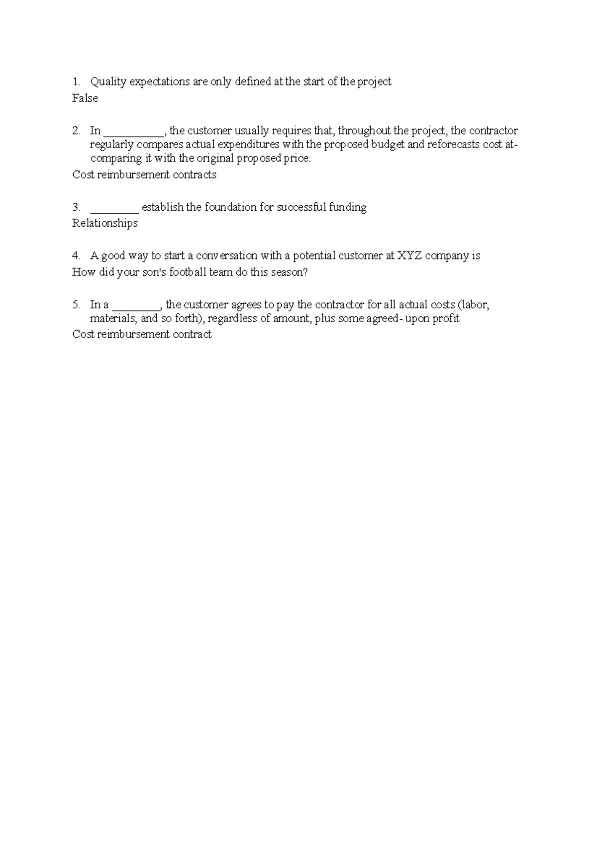 1 - Project Management Quiz 1 - Intro in Making Shedule - Quality ...
