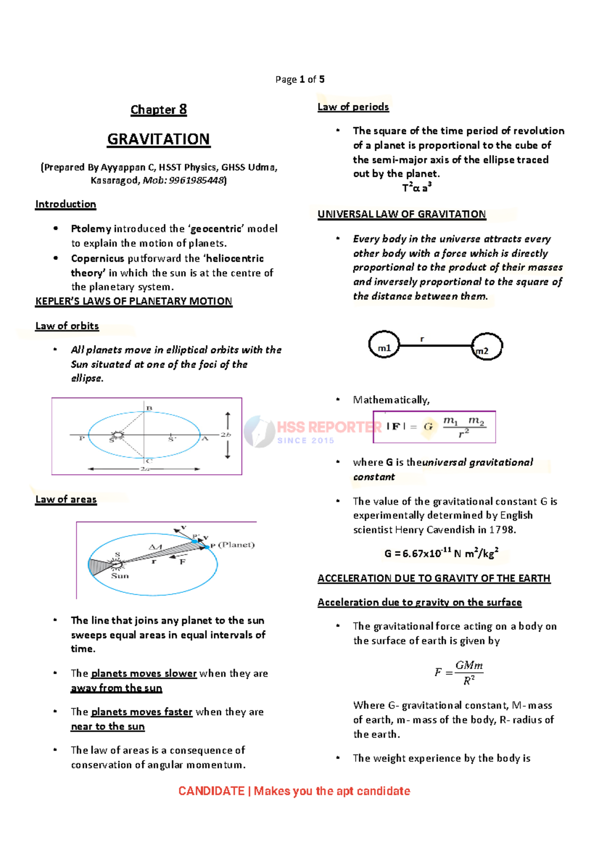 Gravitation - just study - Chapter 8 GRAVITATION (Prepared By Ayyappan ...