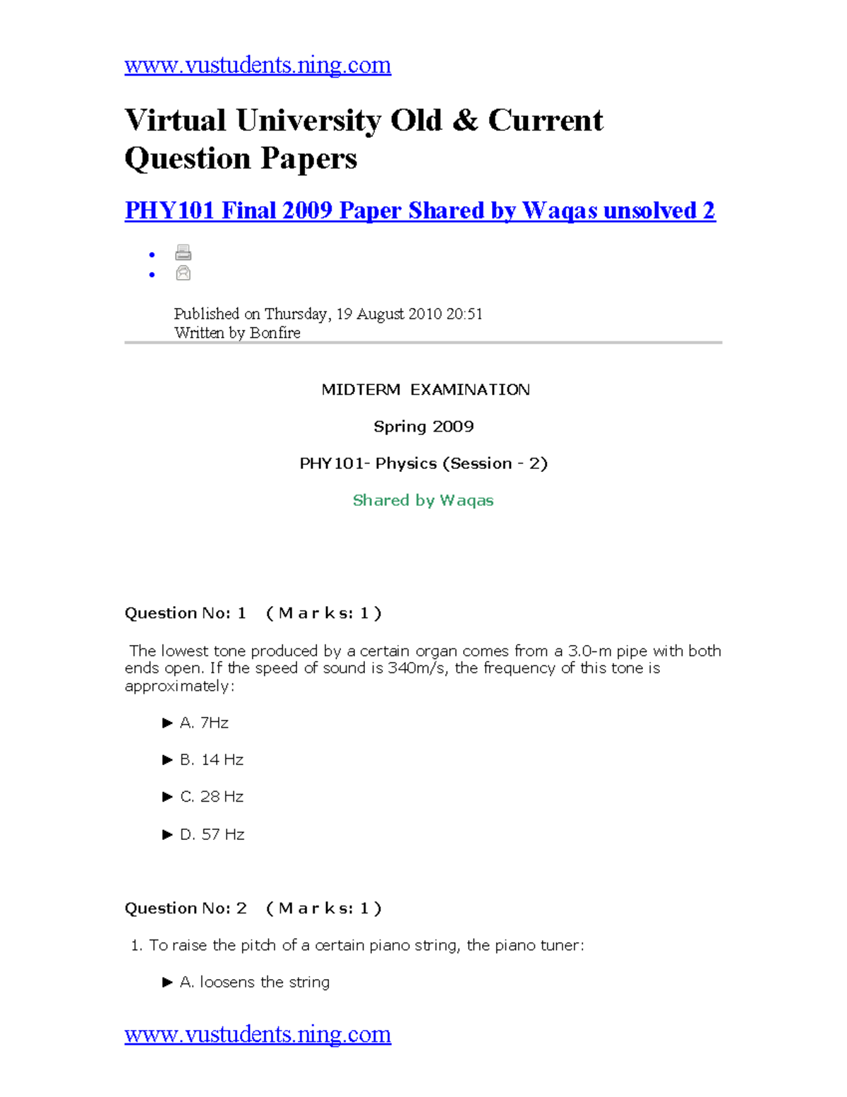 Virtual University Oldfinalterm 4 - Virtual University Old & Current ...