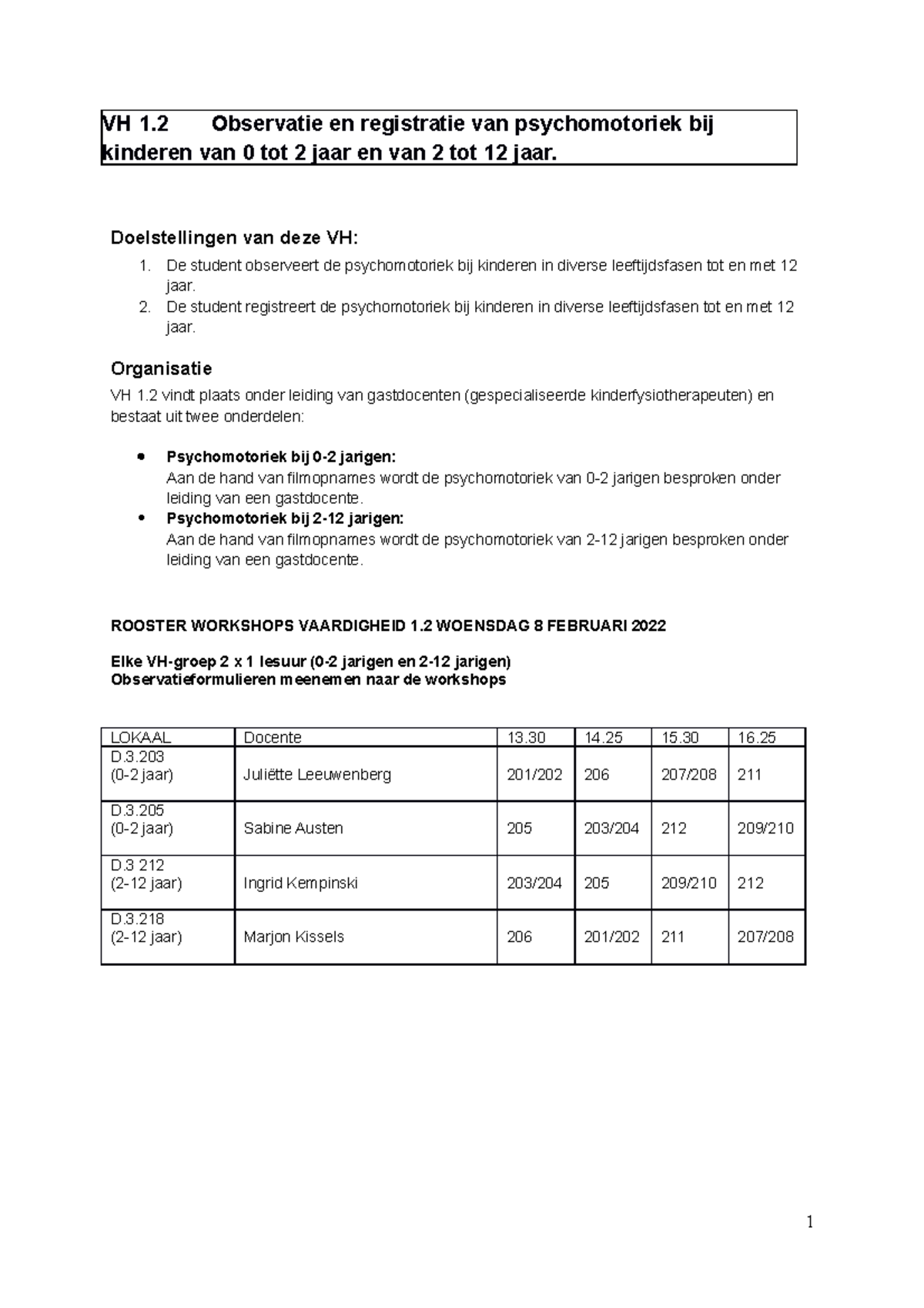 VH 1.2 Observatie van psychomotoriek bij kinderen - VH 1 Observatie en ...