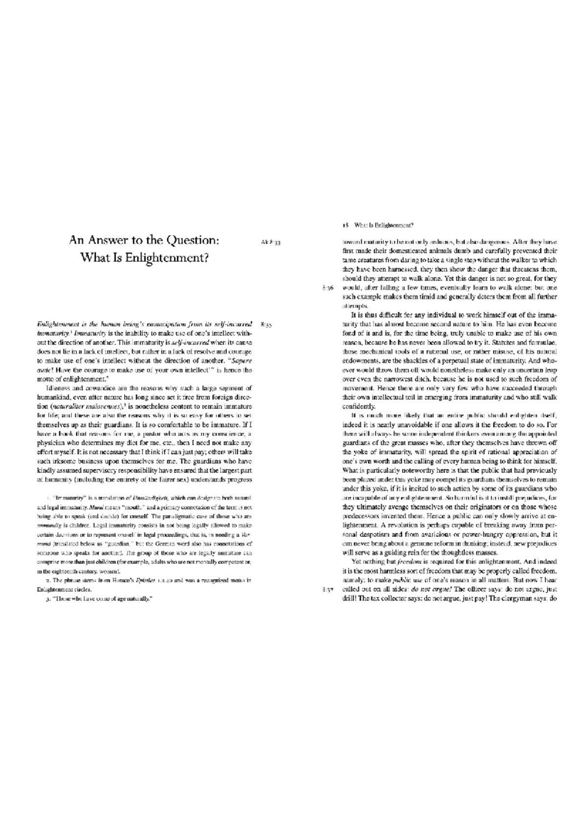 Kant what is enlightenment - Philosophy - Studocu