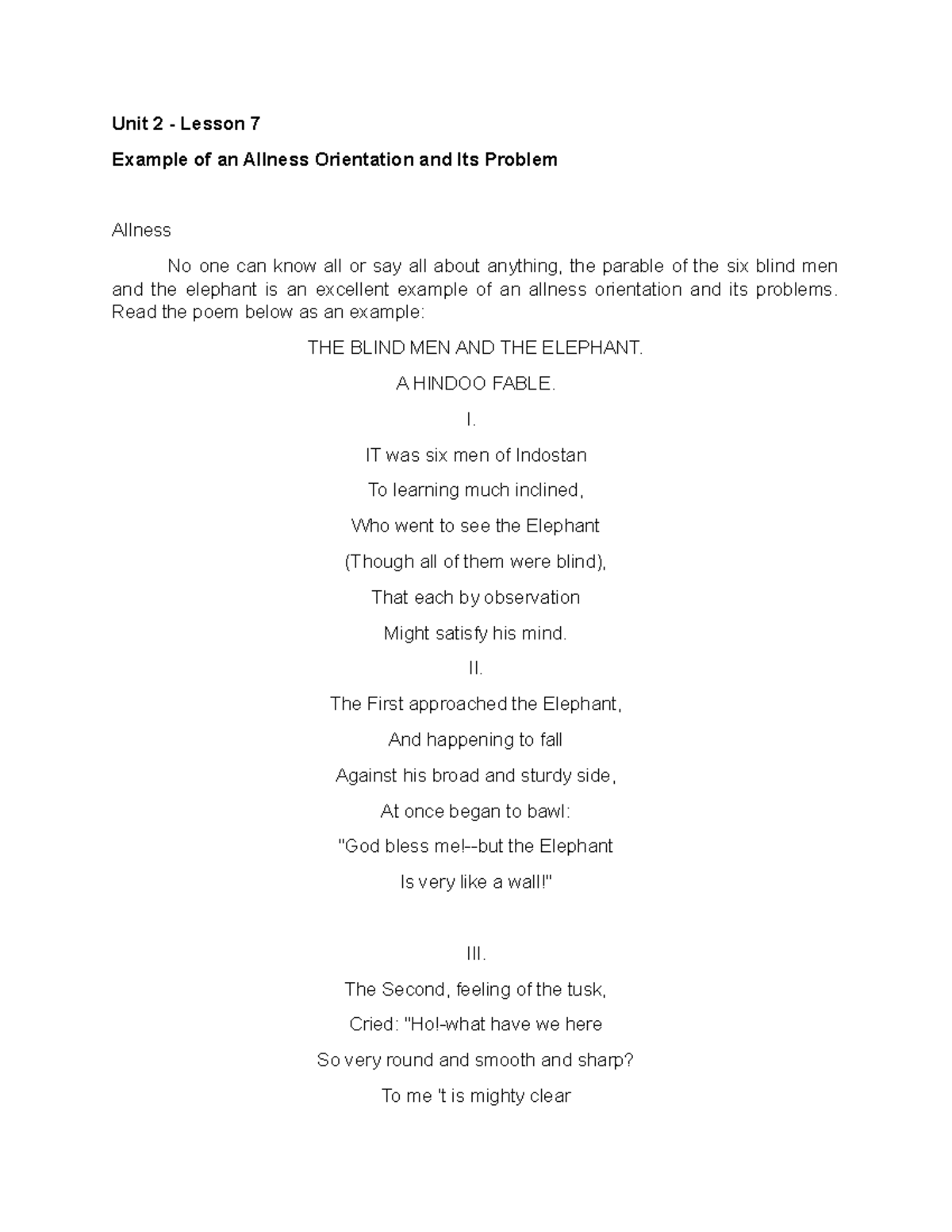Example of an Allness Orientation and Its Problem - Unit 2 - Lesson 7 ...