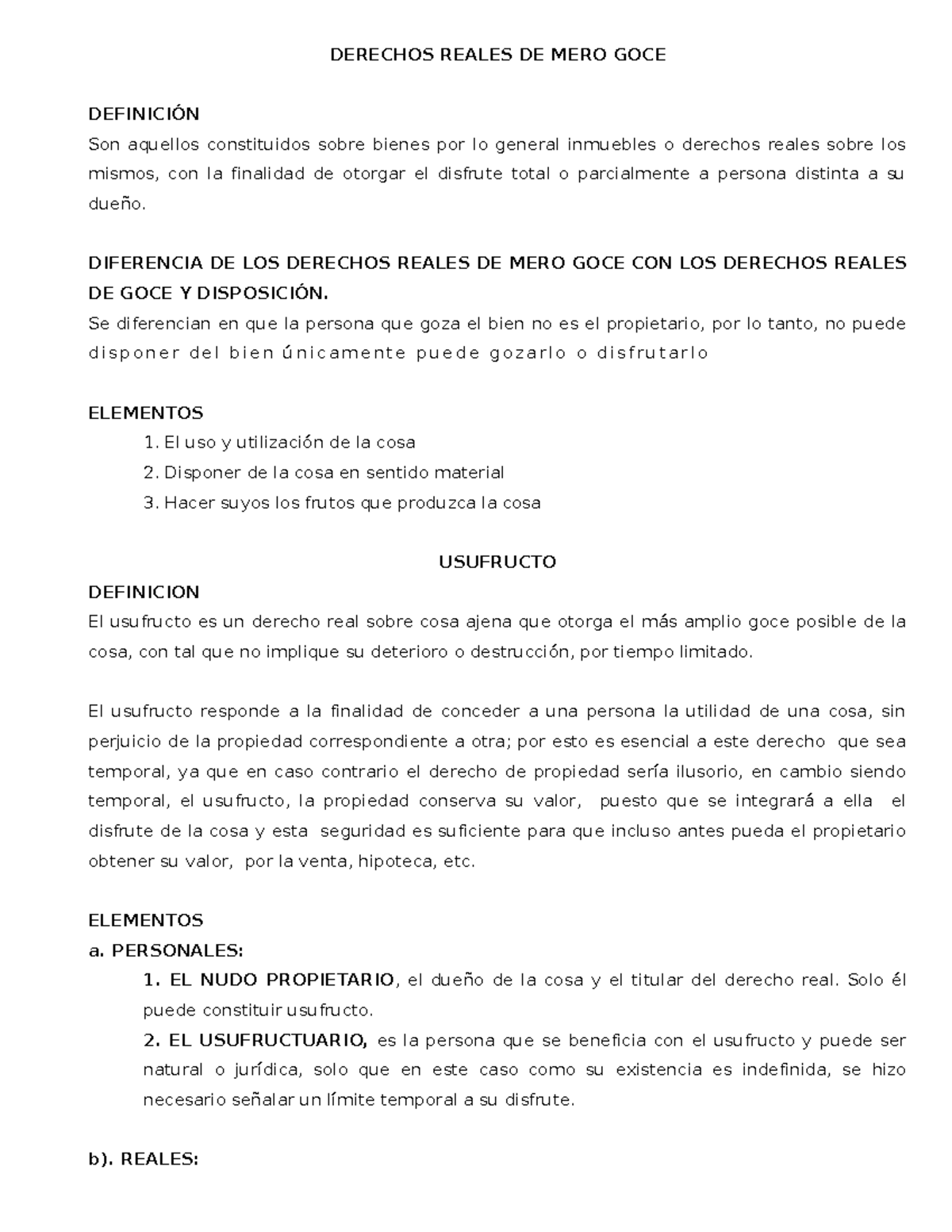 Sabado 07-10-23. Derechos DE MERO GOCE - DERECHOS REALES DE MERO GOCE ...