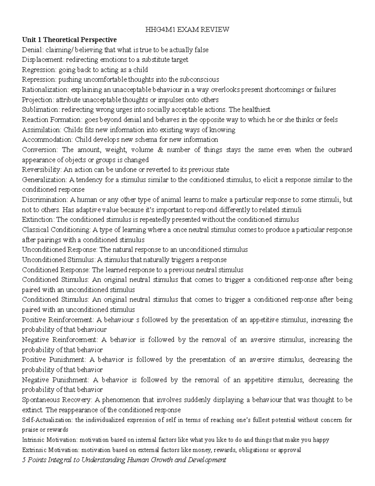 HHS4U EXAM Review notes - HHG4M1 EXAM REVIEW Unit 1 Theoretical ...