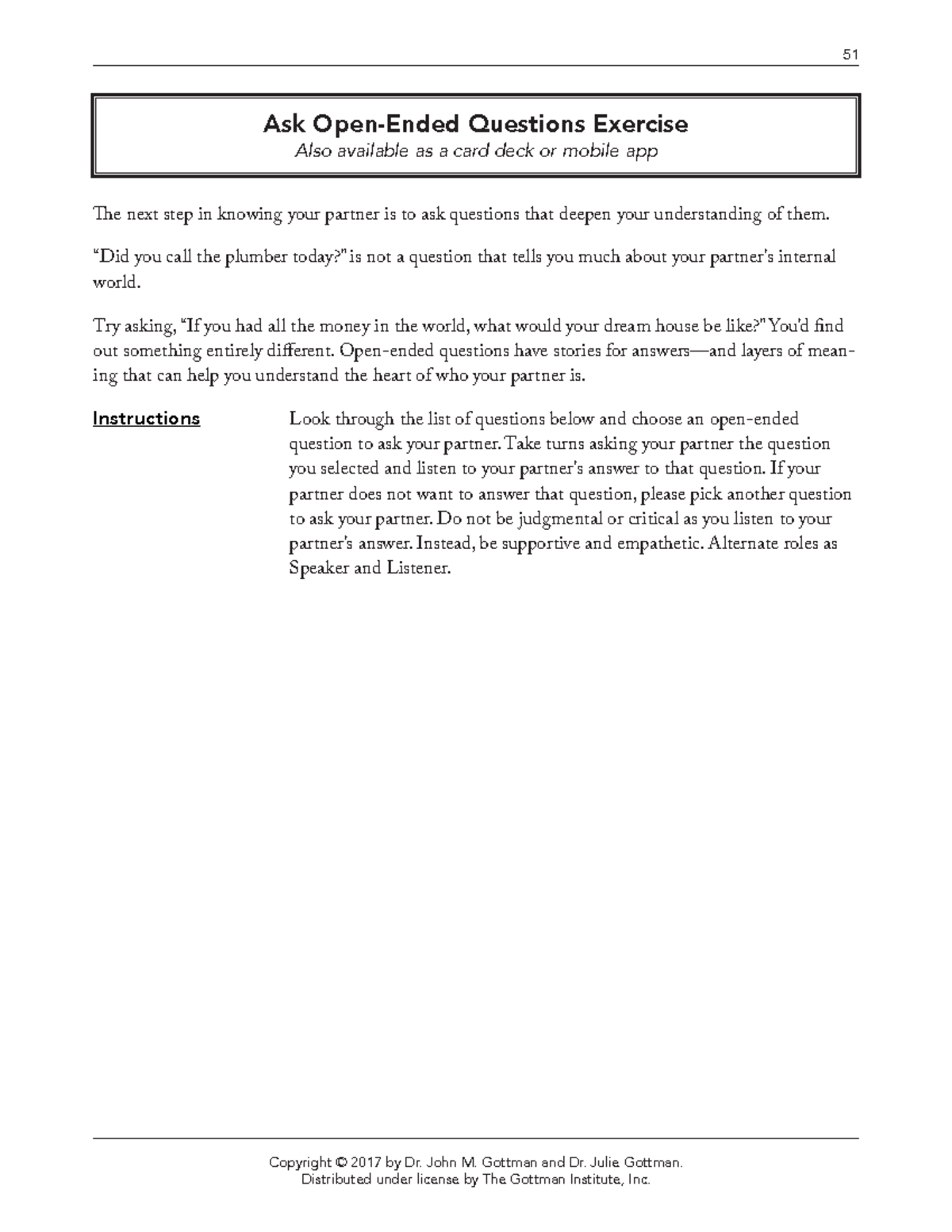 Build love maps openended questions - e next step in knowing your ...