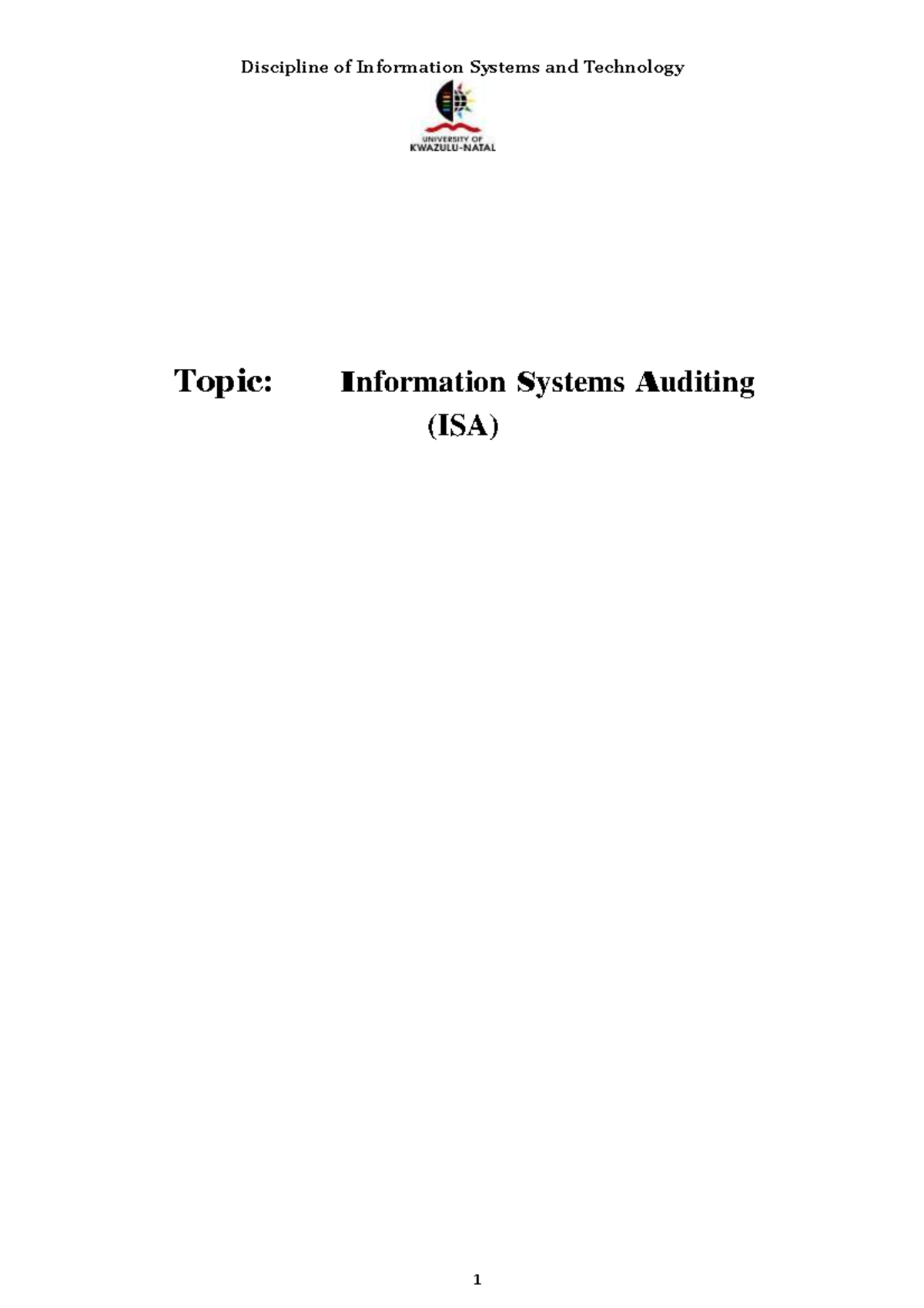 ISA Study Notes 2023 - Discipline of Information Systems and Technology ...