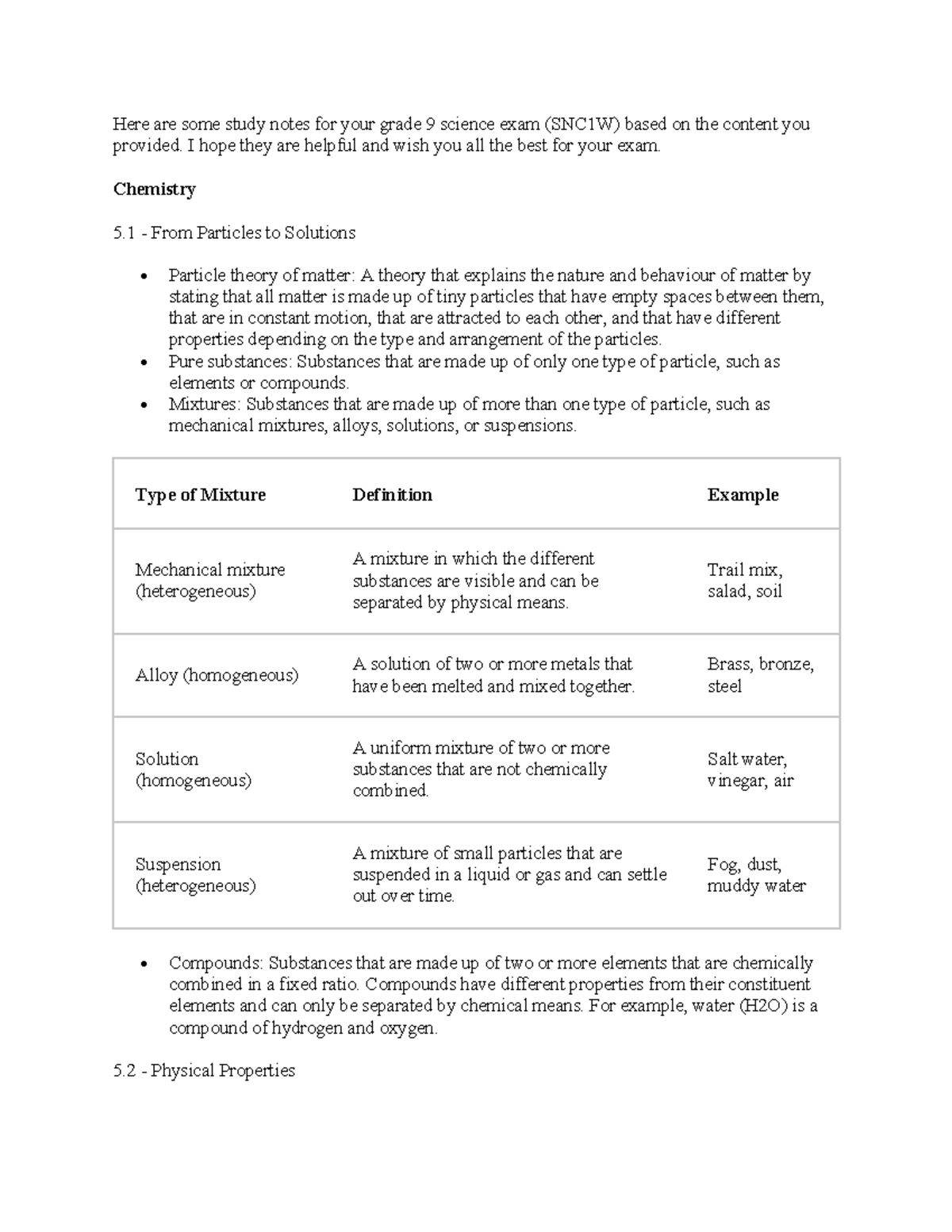 SNC1W Notes - Here are some study notes for your grade 9 science exam ...