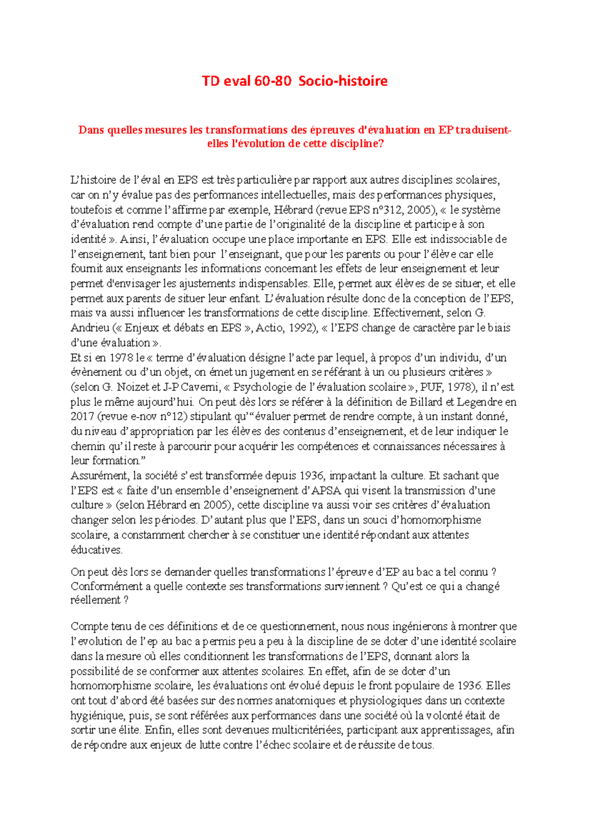 TD2 2 Evaluation 1960-1980 - TD eval 60-80 Socio-histoire Dans quelles mesures les ...