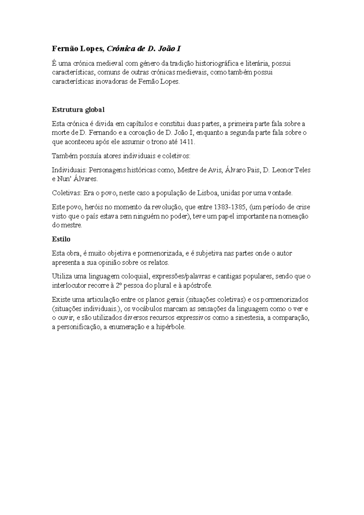 Fernão Lopes - Fernão Lopes, Crónica de D. João I É uma crónica ...