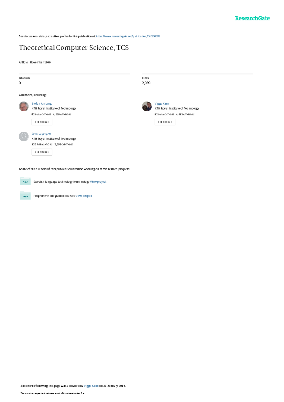 Theoretical Computer Science TCS - See discussions, stats, and author ...