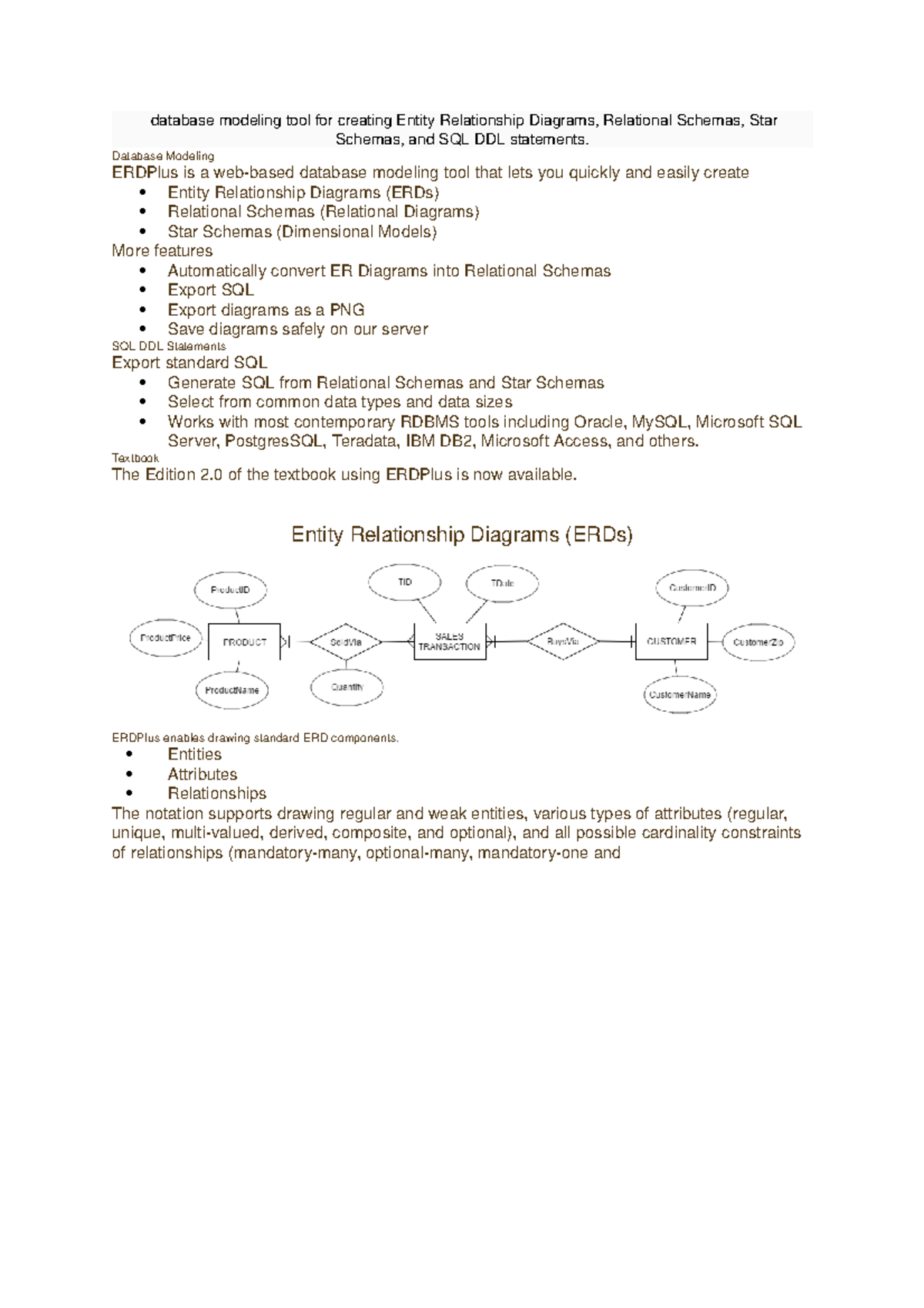 Database modeling tool for creating Entity Relationship Diagrams ...