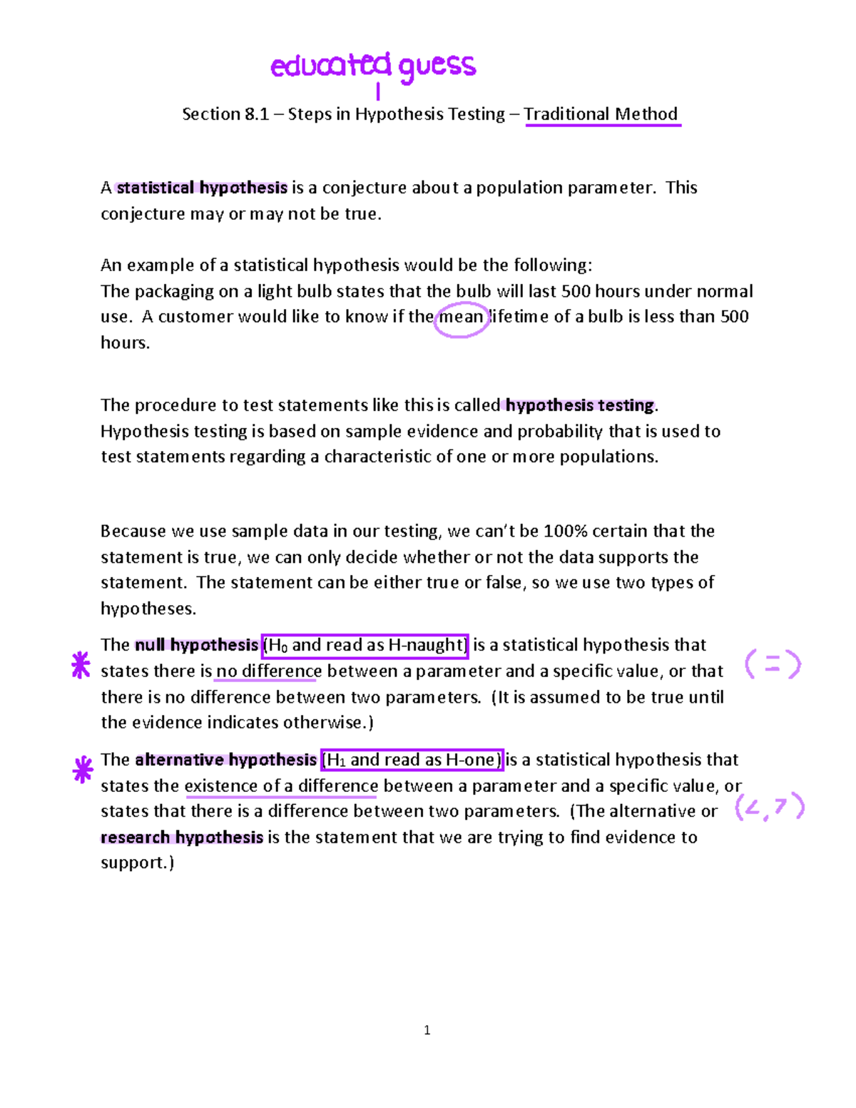 8.1 - Steps in Hypothesis Testing eba88bc41ff21777 d432e082cc01786 e ...