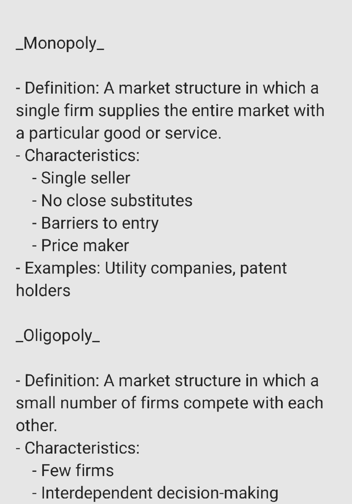 Monopoly and Oligopoly - _Monopoly_ Definition: A market structure in ...